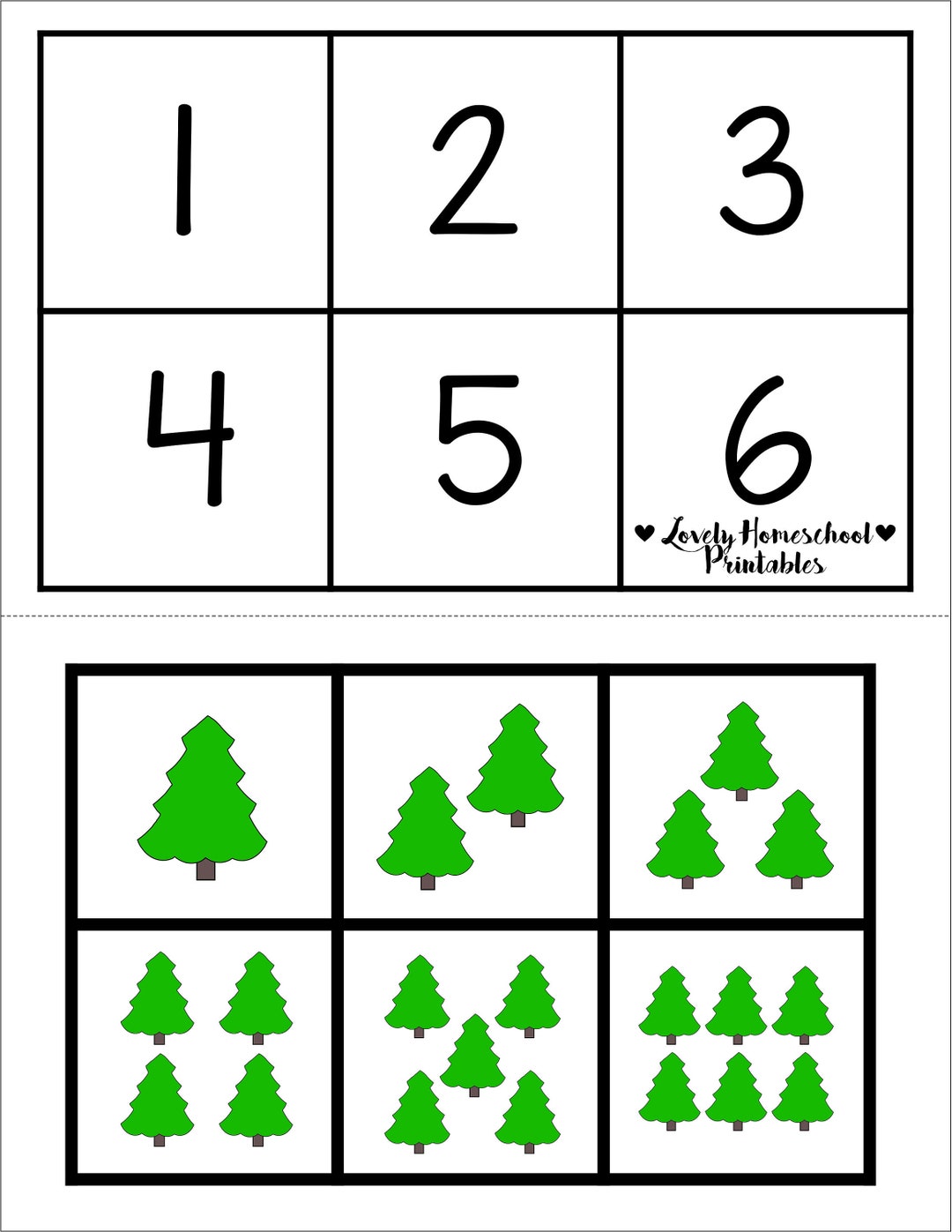 Christmas Tree Count, Cut & Glue 1-6, Preschool Math Printable, Home ...