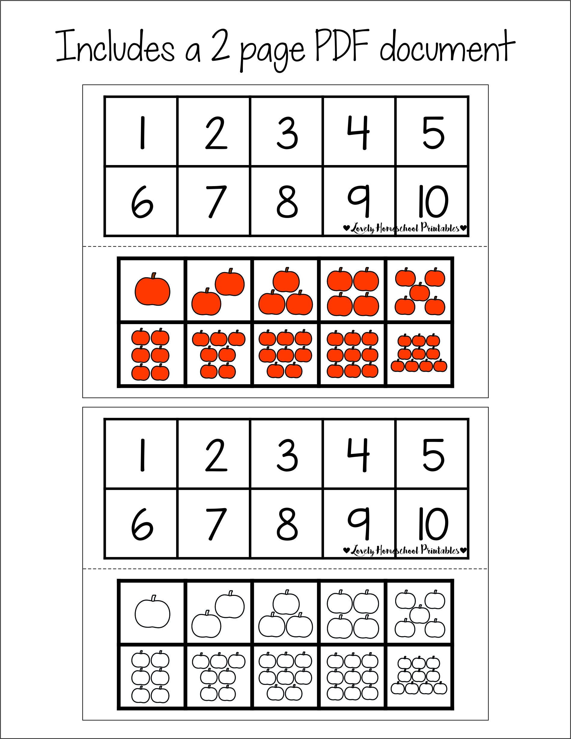 Pumpkin Count, Cut & Glue 1-10, Preschool Math Printable, Homeschool ...