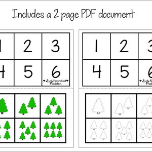 Christmas Tree Count, Cut & Glue 1-6, Preschool Math Printable, Home ...
