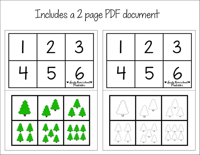 Christmas Tree Count, Cut & Glue 1-6, Preschool Math Printable, Home ...