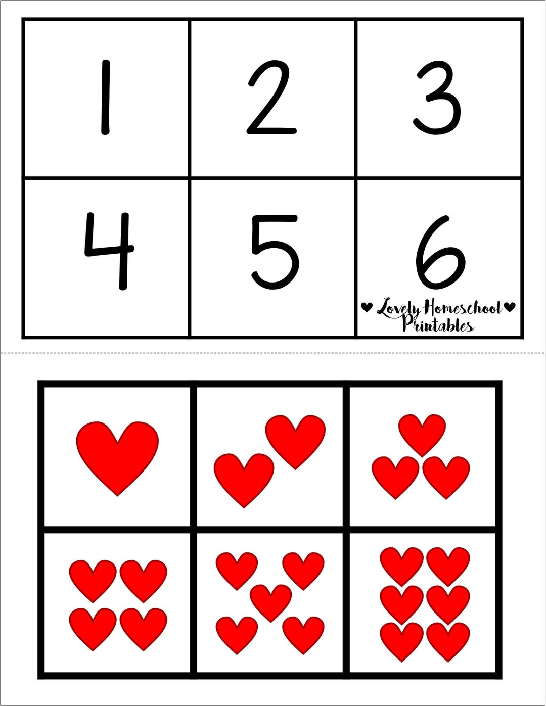 Conteo de corazones, Cortar y pegar 1-6, Actividad matemática de San ...