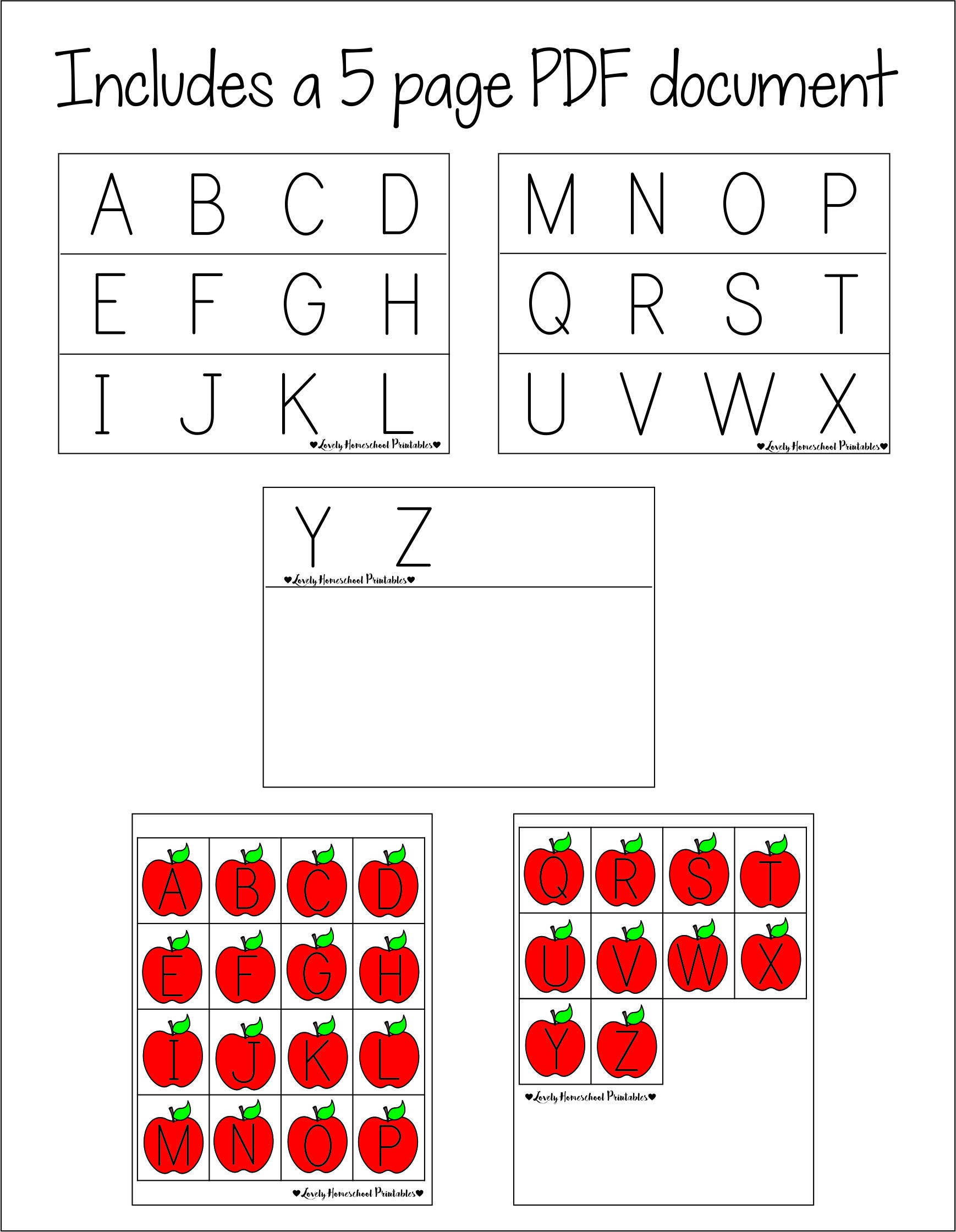 Apple Alphabet Printable Preschool Game, ABC Matching, Apple Themed ...