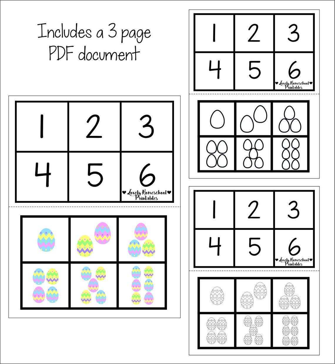 Easter Egg Count, Cut & Glue 1-6, Easter Math Activity, Preschool ...
