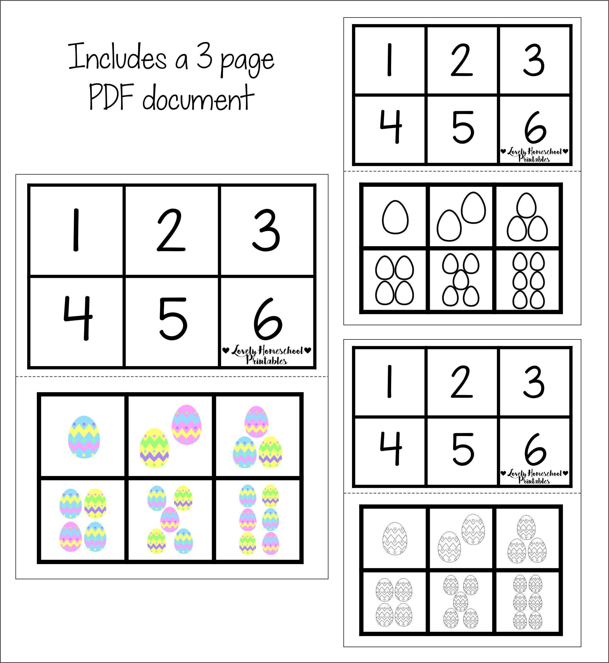 Easter Egg Count, Cut & Glue 1-6, Easter Math Activity, Preschool ...
