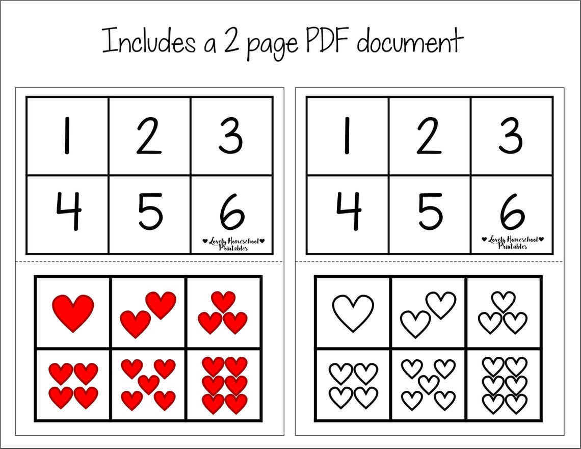 Heart Count, Cut & Glue 1-6, Valentine's Math Activity, Preschool Math ...