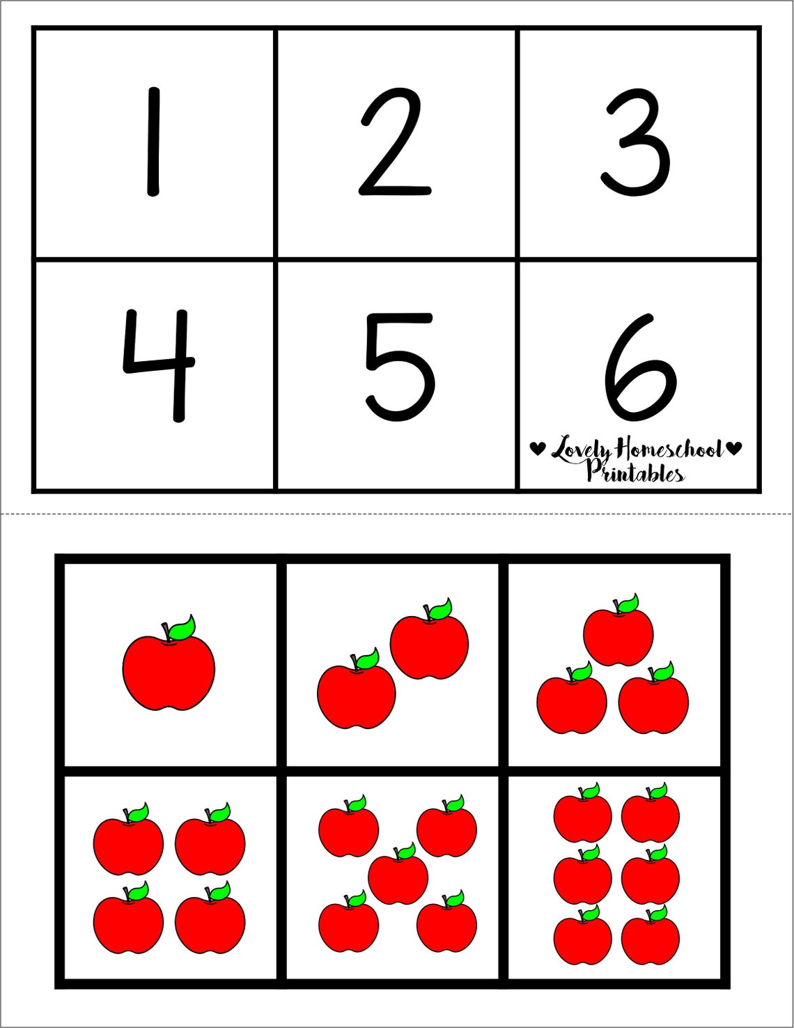 Apple Count, Cut & Glue 1-6, Preschool Math Printable, Home School Math ...