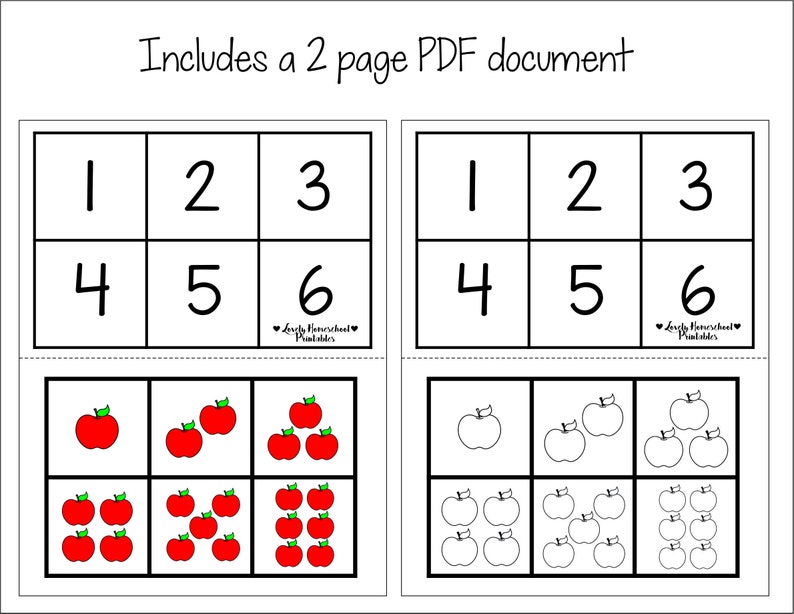 Apple Count, Cut & Glue 1-6, Preschool Math Printable, Home School Math ...