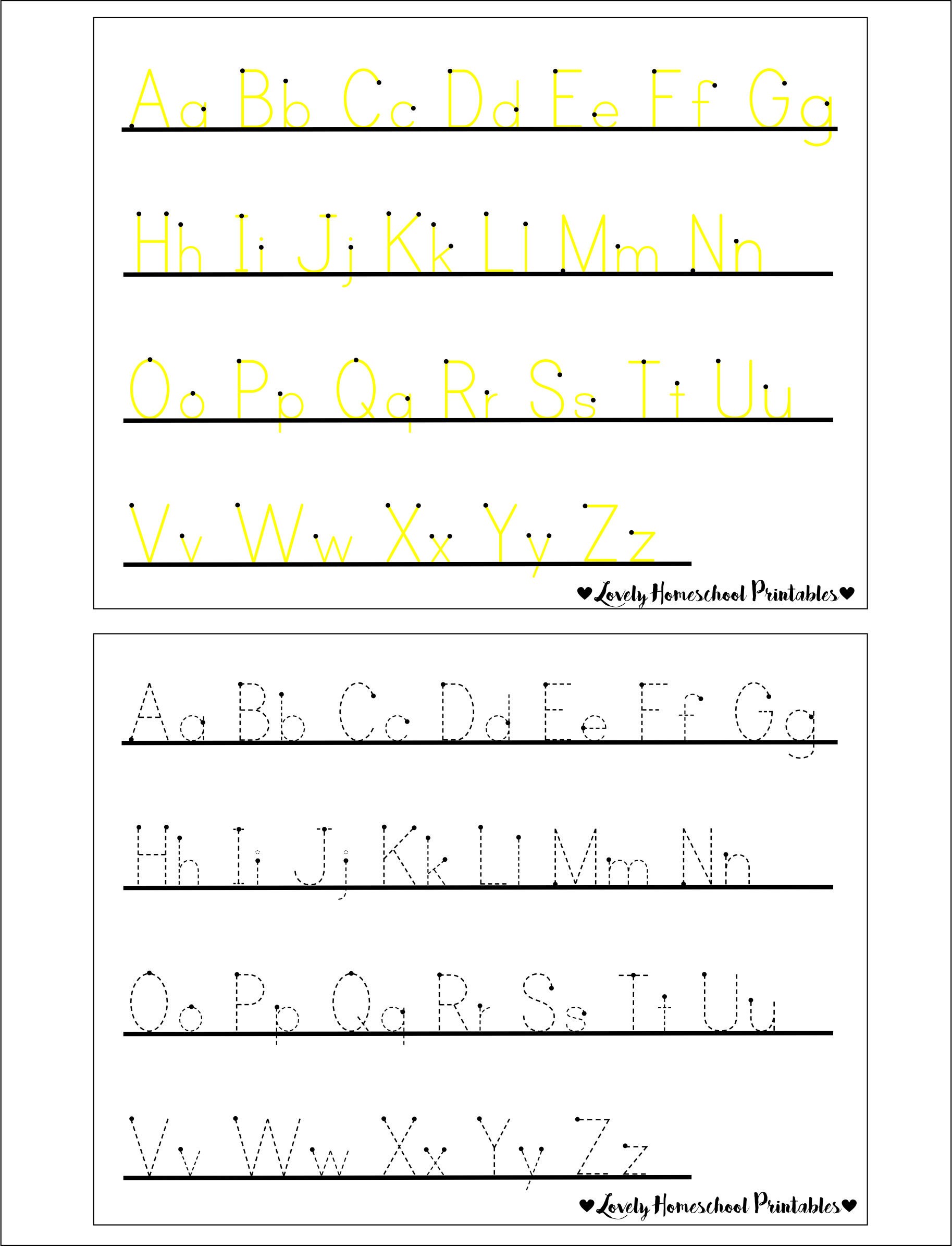 Alphabet and Number Tracing, Preschool Printable Tracing Pages, Home ...