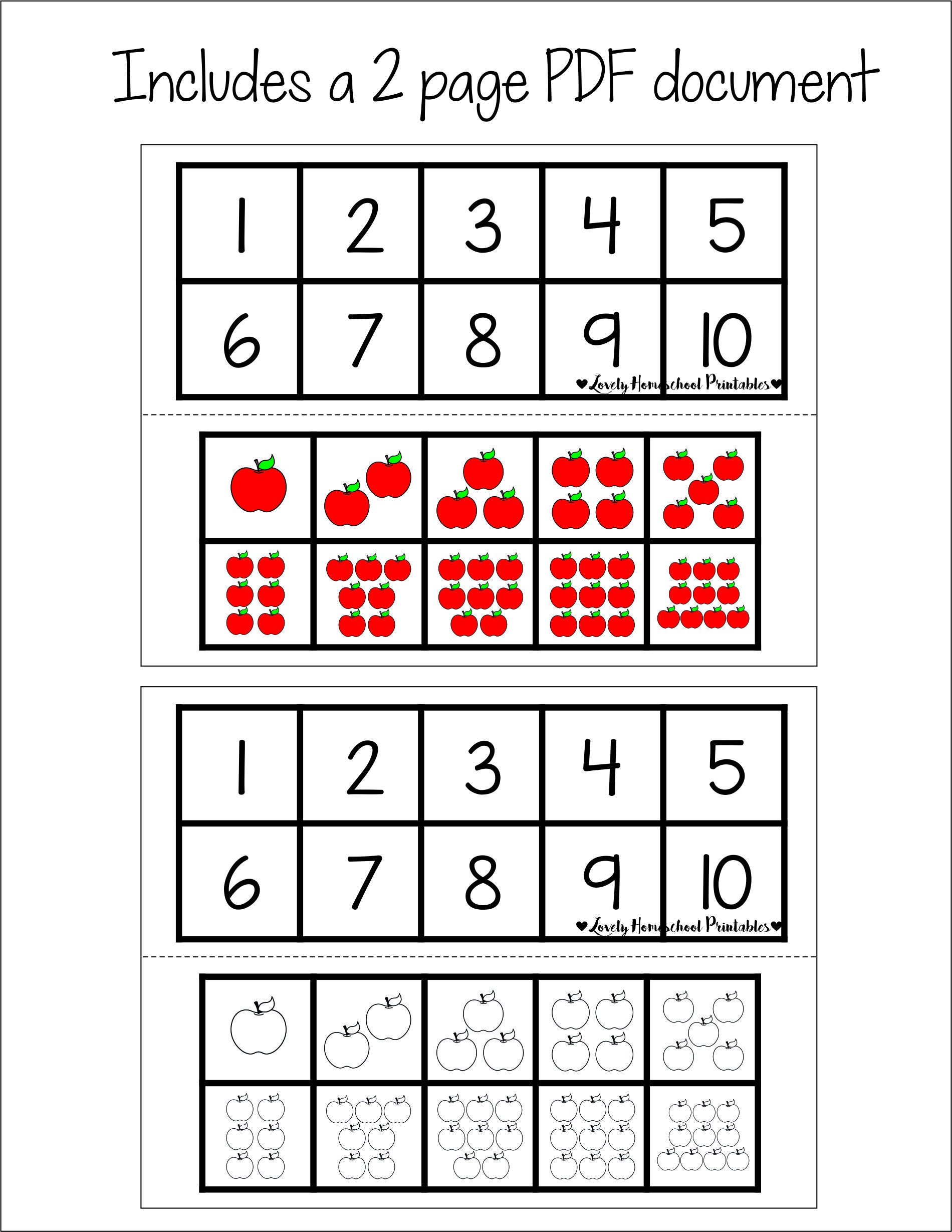 Apple Count, Cut & Glue 1-10, Preschool Math Game, Preschool Math ...