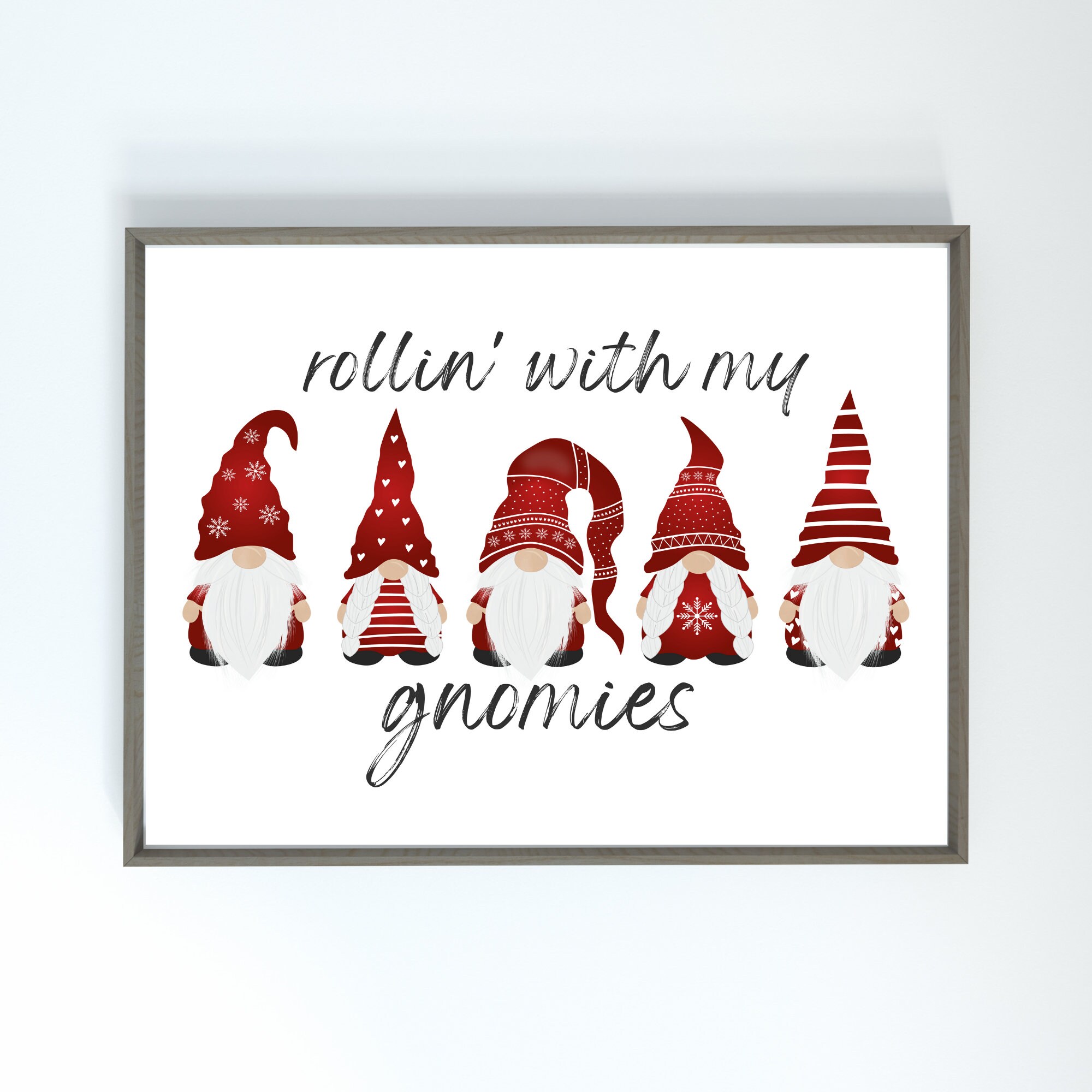 Printable Christmas Sign, "rollin' With My Gnomies" Christmas Wall Art ...