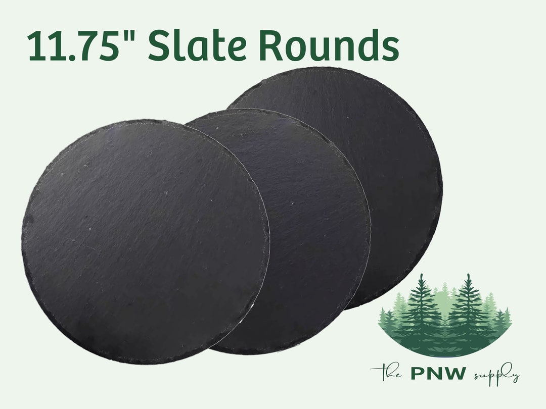 Round Slate Cheese Board . Natural Stone . Serving Tray Laser Engrave ...