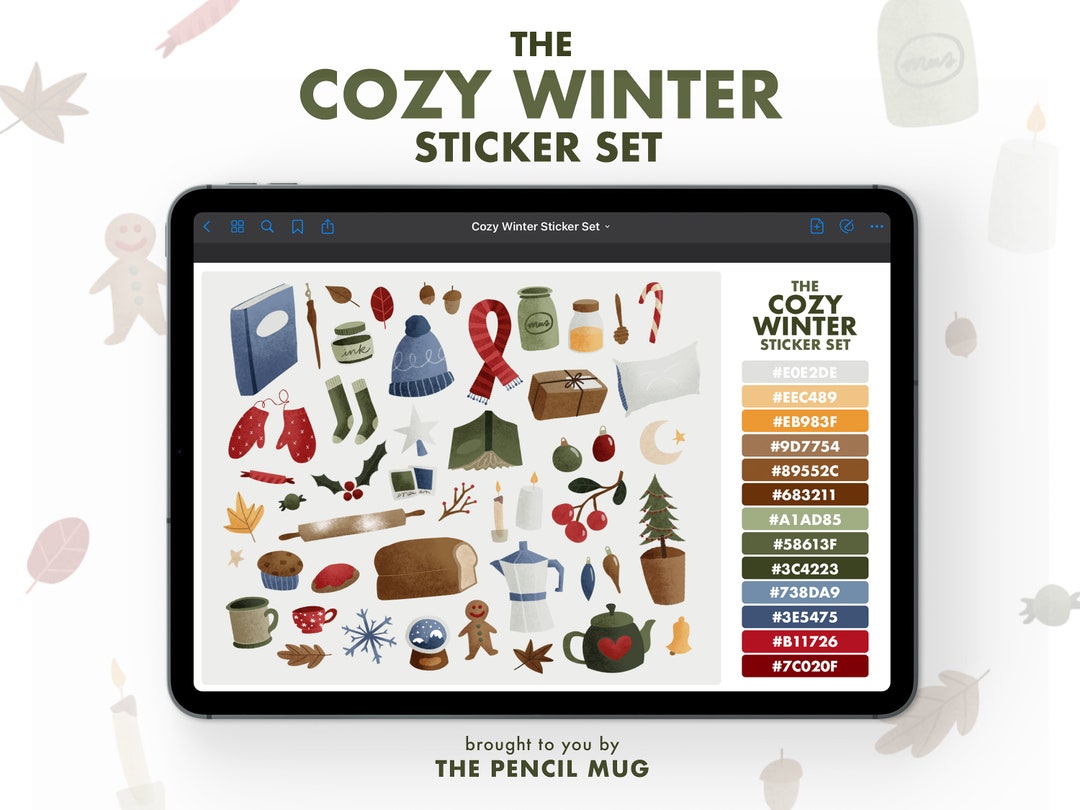 Cozy, Holiday, Winter Themed Digital Goodnotes Planner Sticker Book Set ...