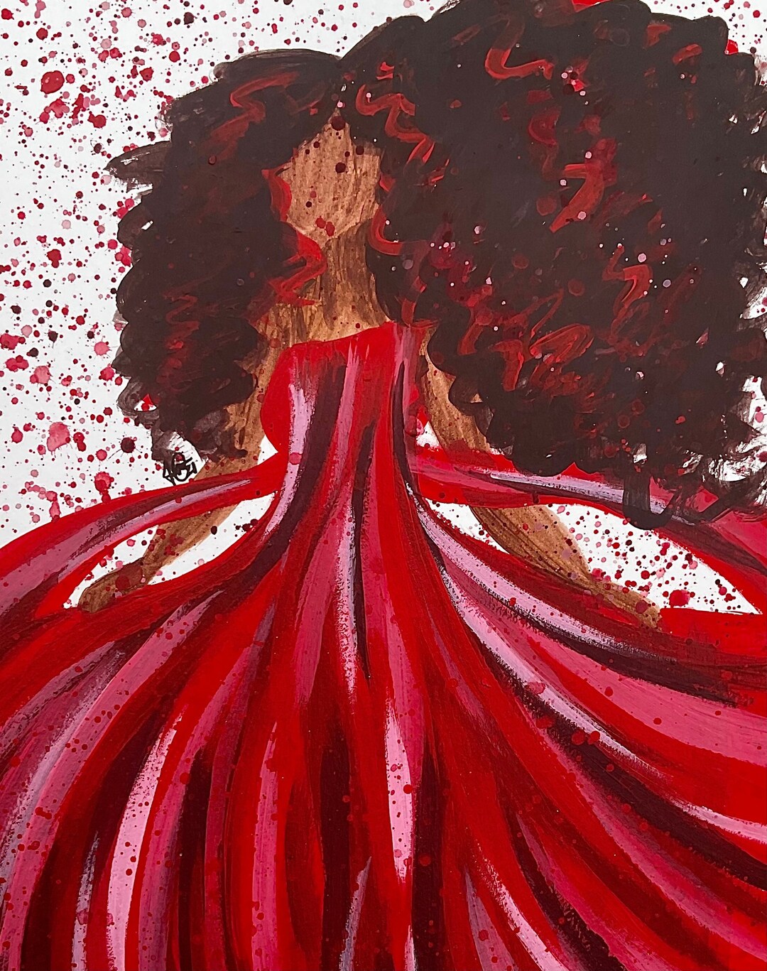 Splatter Paint Girl Print Red frame Not Included - Etsy
