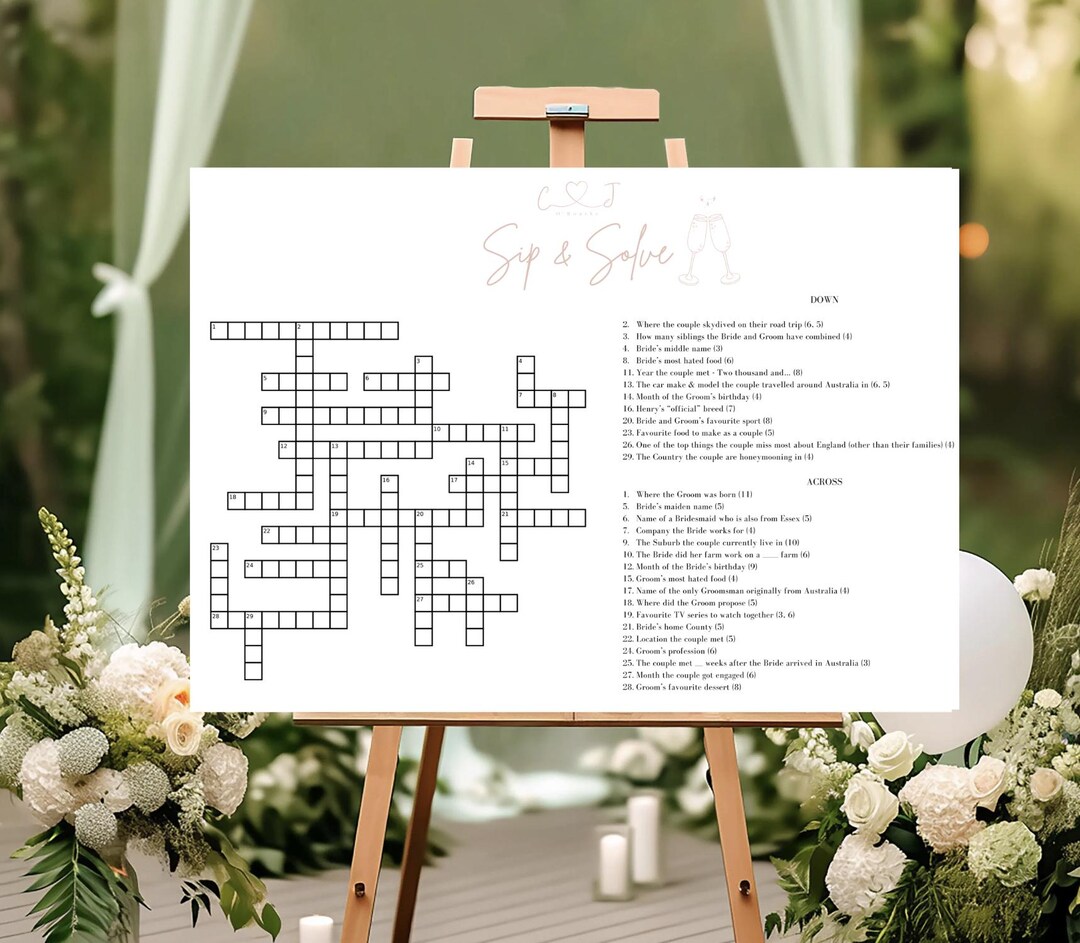 Personalised Sip & Solve Wedding Crossword Game - Etsy