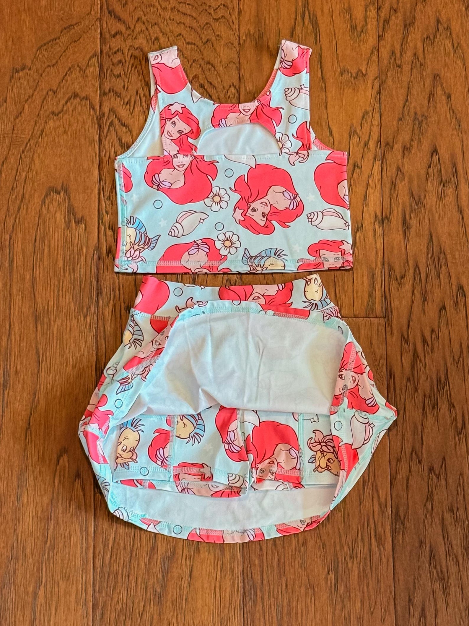 Mermaid Princess Skirt Set- Girls Keyhole Back Top and Skirt With Biker ...
