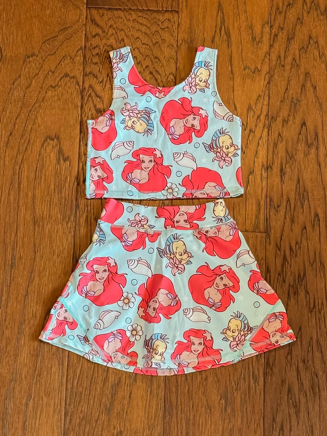 Mermaid Princess Skirt Set- Girls Keyhole Back Top and Skirt With Biker ...