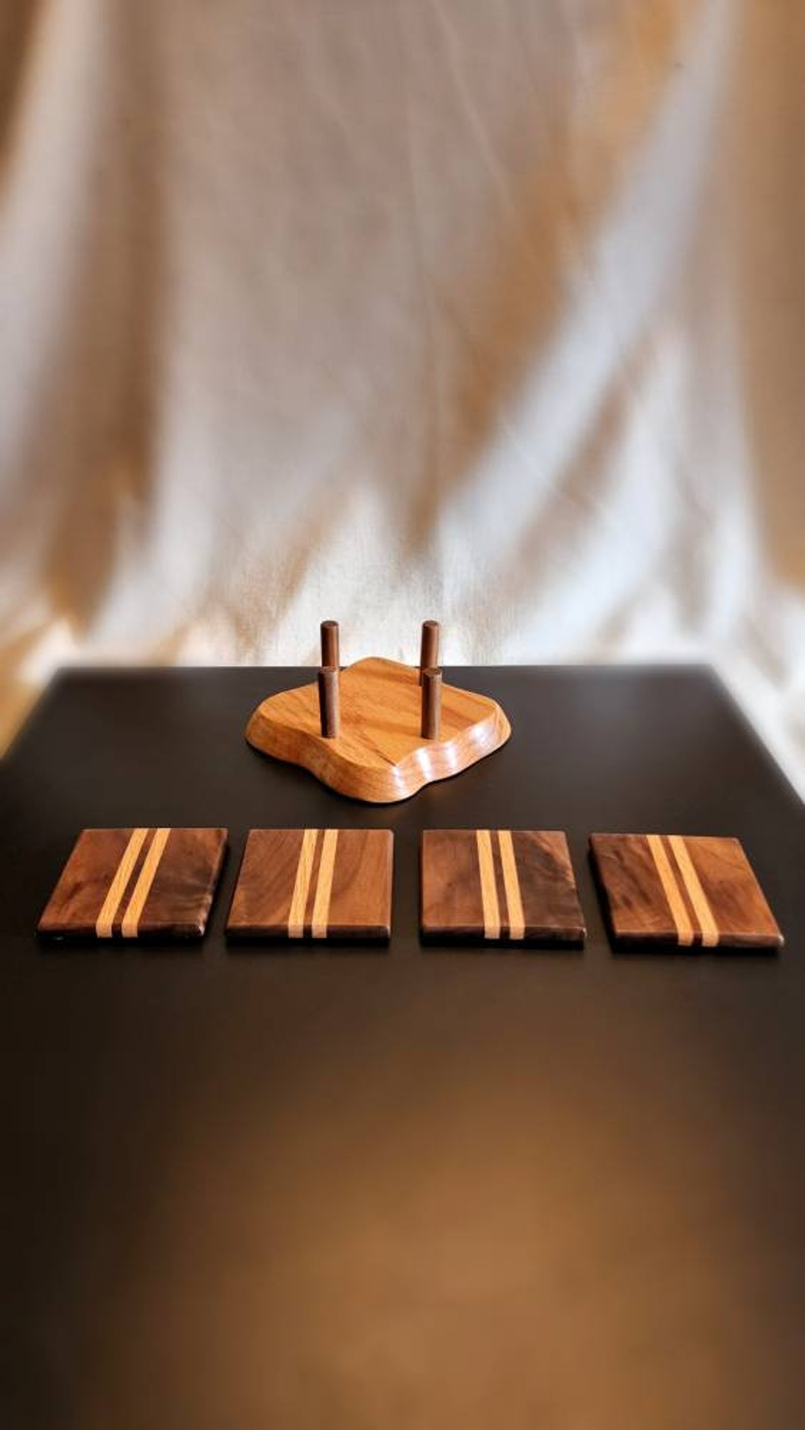 Wood Coasters, Set of 4, Hand Made, Solid Wood, Walnut and Red Oak ...