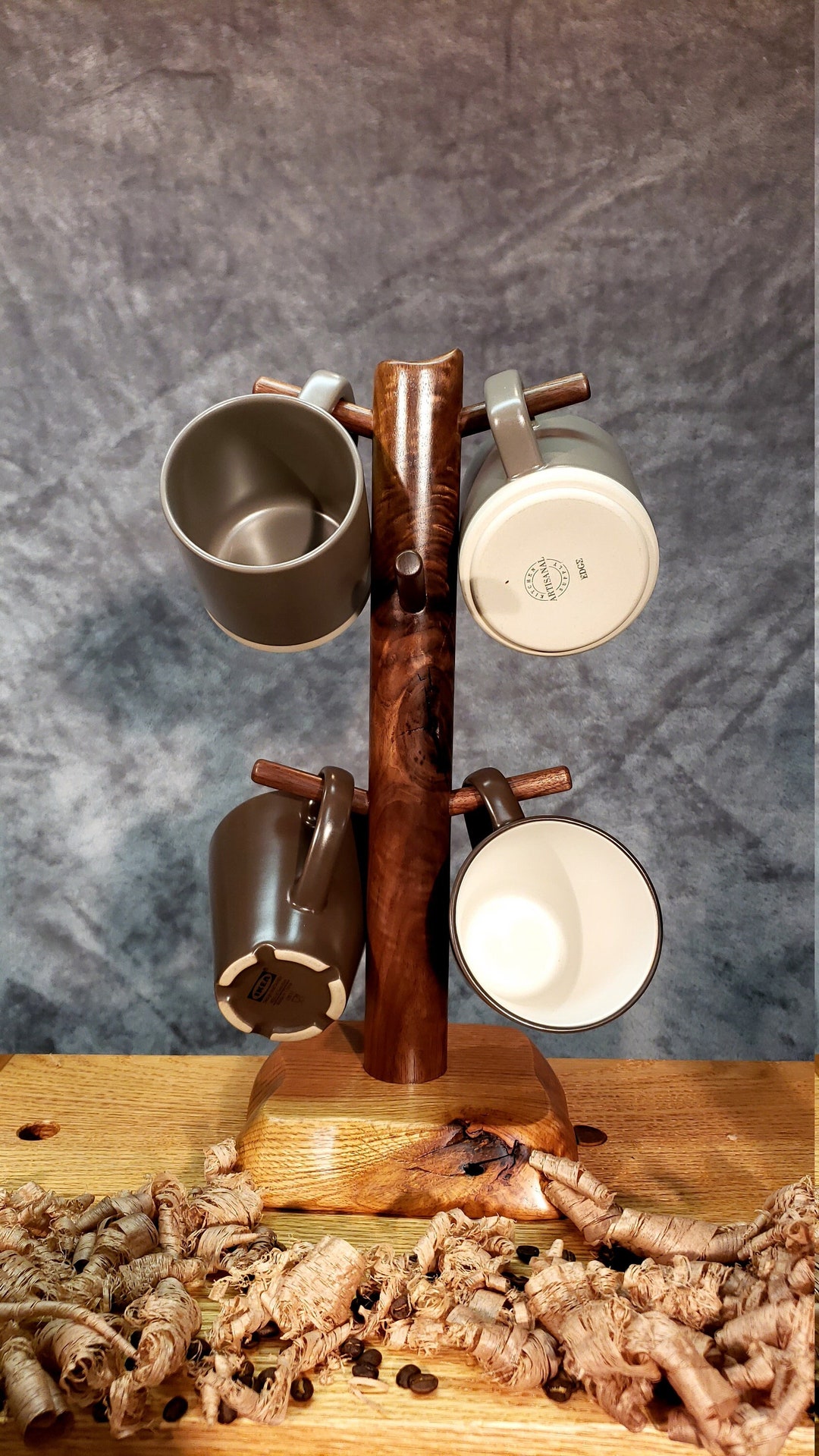 Mug Holder Tree, Mug Stand, Cup Holder, Cup Stand, Cup Tree, Walnut Mug ...