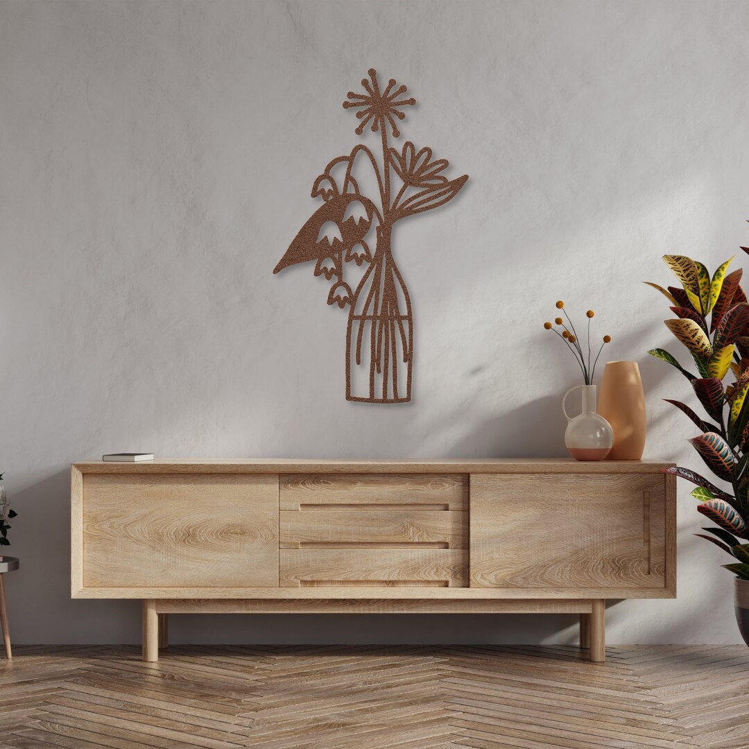 Flower Vase Metal Art Sign, Flower Wall Hanging Floweral Home Décor ...