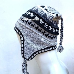 Mix Blue Unisex Peruvian Alpaca Hat Chullo With Earflaps 100% Lining ...