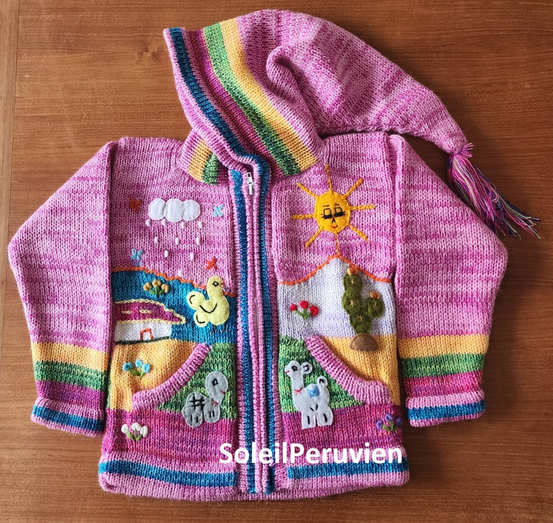 Rainbow Children Peruvian Hoodie Sweater Unique Peru Kids - Etsy