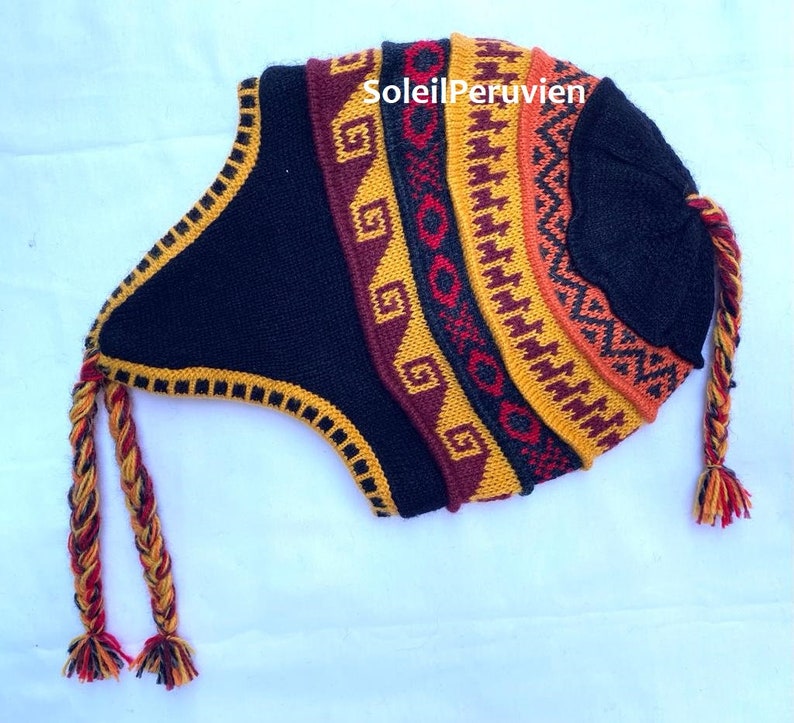 Blue With Orange Unisex Peruvian Alpaca Hat Chullo With - Etsy