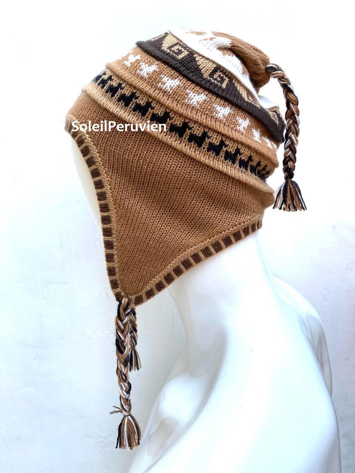 Mix Blue Unisex Peruvian Alpaca Hat Chullo With Earflaps 100% Lining ...