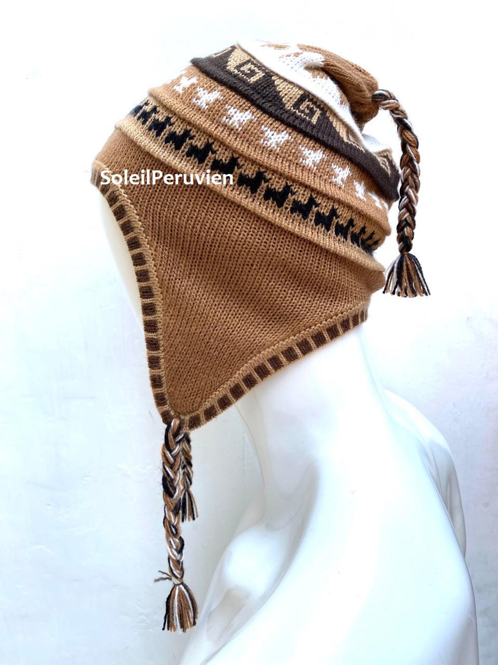 Mix Blue Unisex Peruvian Alpaca Hat Chullo With Earflaps 100% Lining ...
