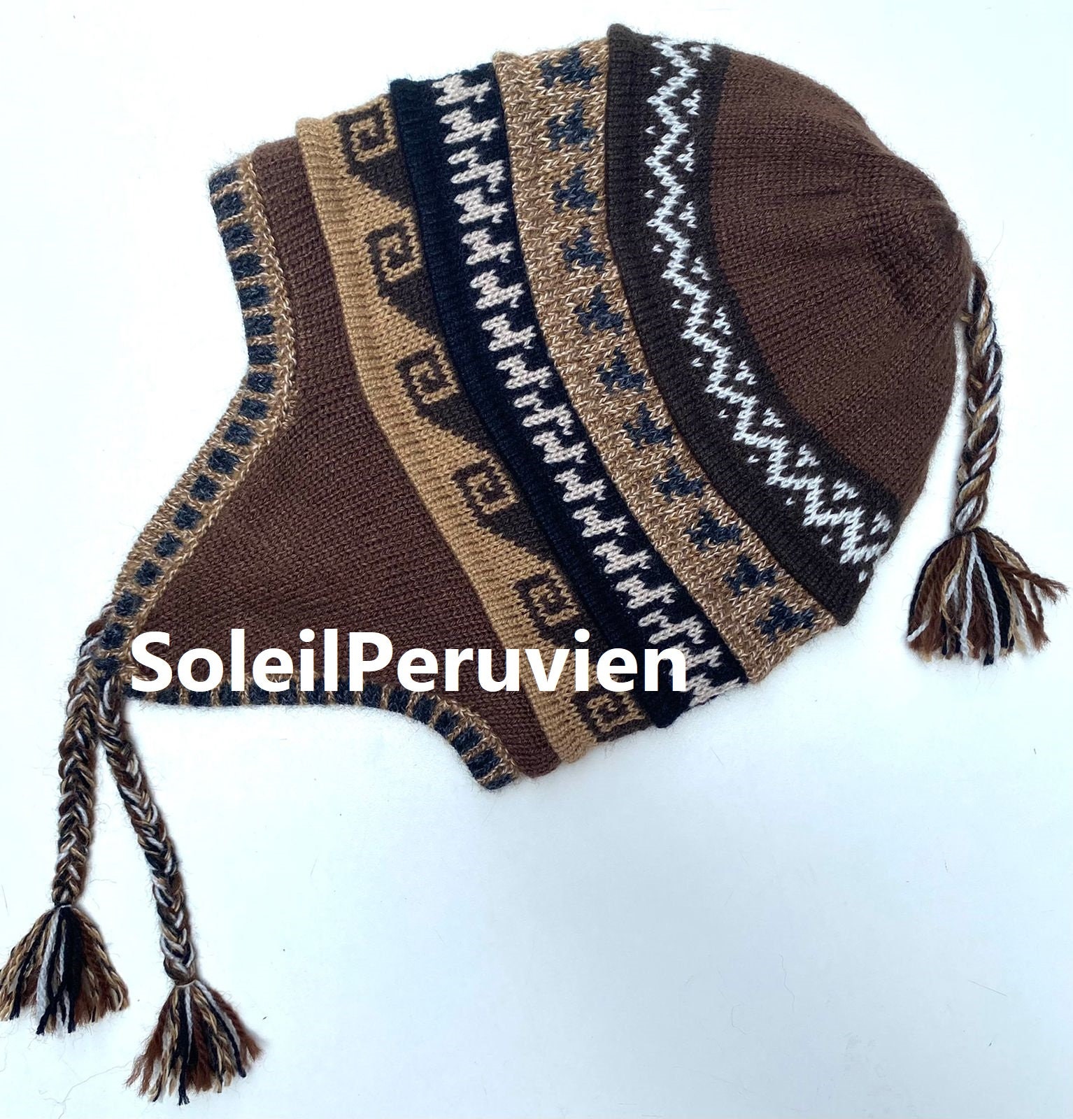 Unisex Peruvian Alpaca Hat Chullo With Earflaps 100% Lining, Soft ...