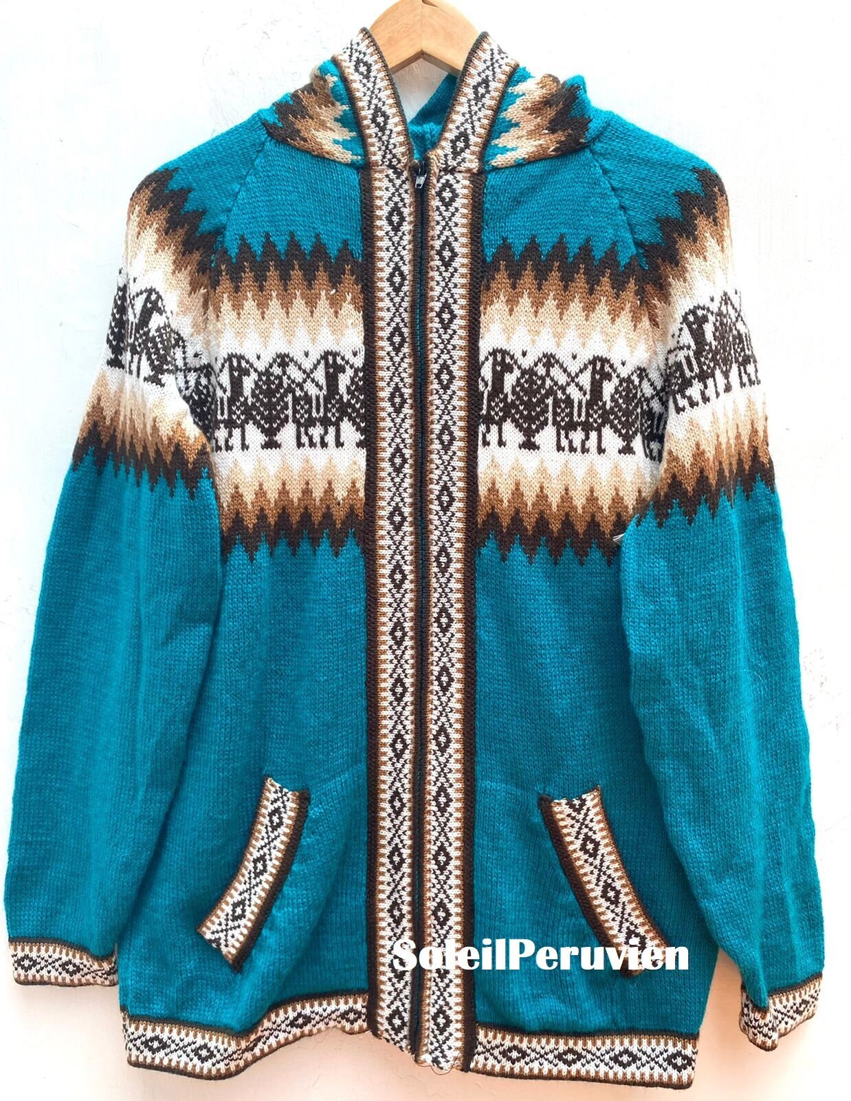 Turquoise Alpaca Sweater Peruvian Sweater Unisex Sweater Turquoise Alpaca Sweater Peruvian Sweater Unisex Sweater