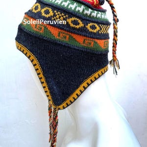 Mix Blue Unisex Peruvian Alpaca Hat Chullo With Earflaps 100% Lining ...
