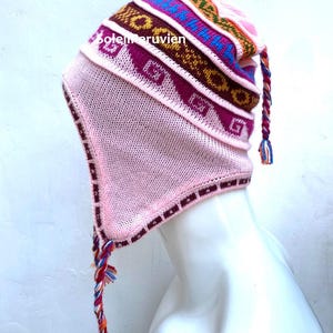 Mix Blue Unisex Peruvian Alpaca Hat Chullo With Earflaps 100% Lining ...