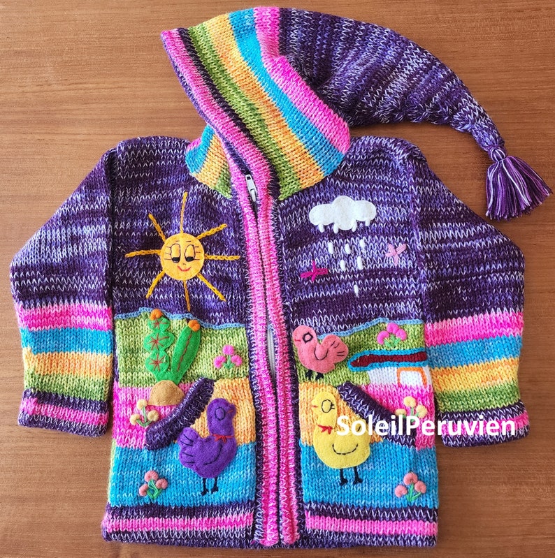 Rainbow Children Peruvian Hoodie Sweater Unique Peru Kids - Etsy
