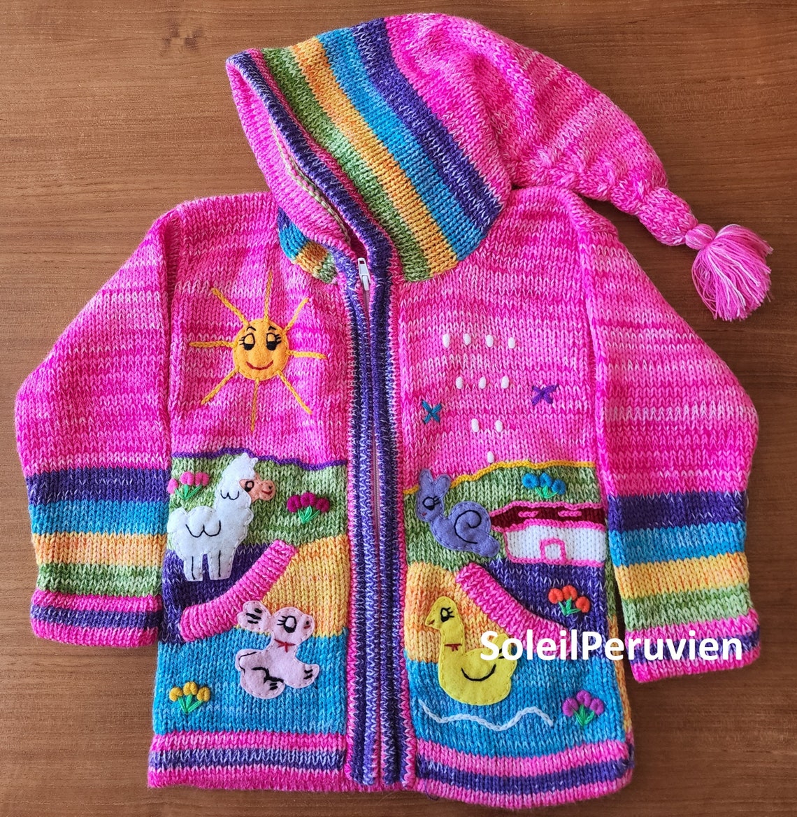 Purple Children Peruvian Hoodie Sweater, Unique Peru Kids Wool Cardigan ...