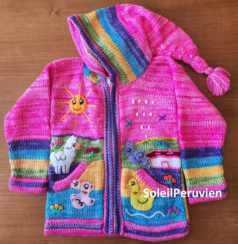 Rainbow Children Peruvian Hoodie Sweater Unique Peru Kids - Etsy