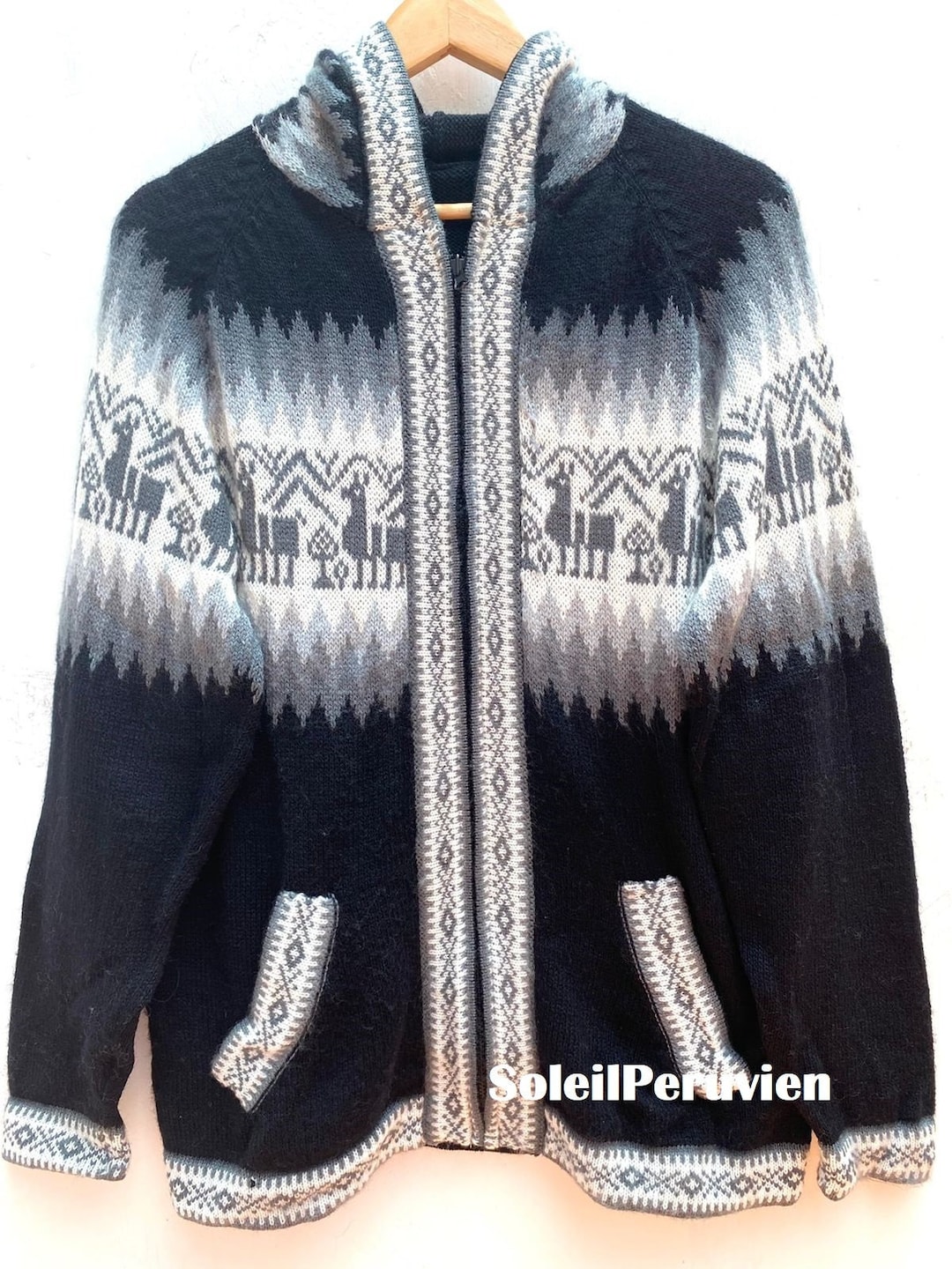 Black Alpaca Sweater Peruvian Sweater Unisex Sweater Peruvian Alpaca ...