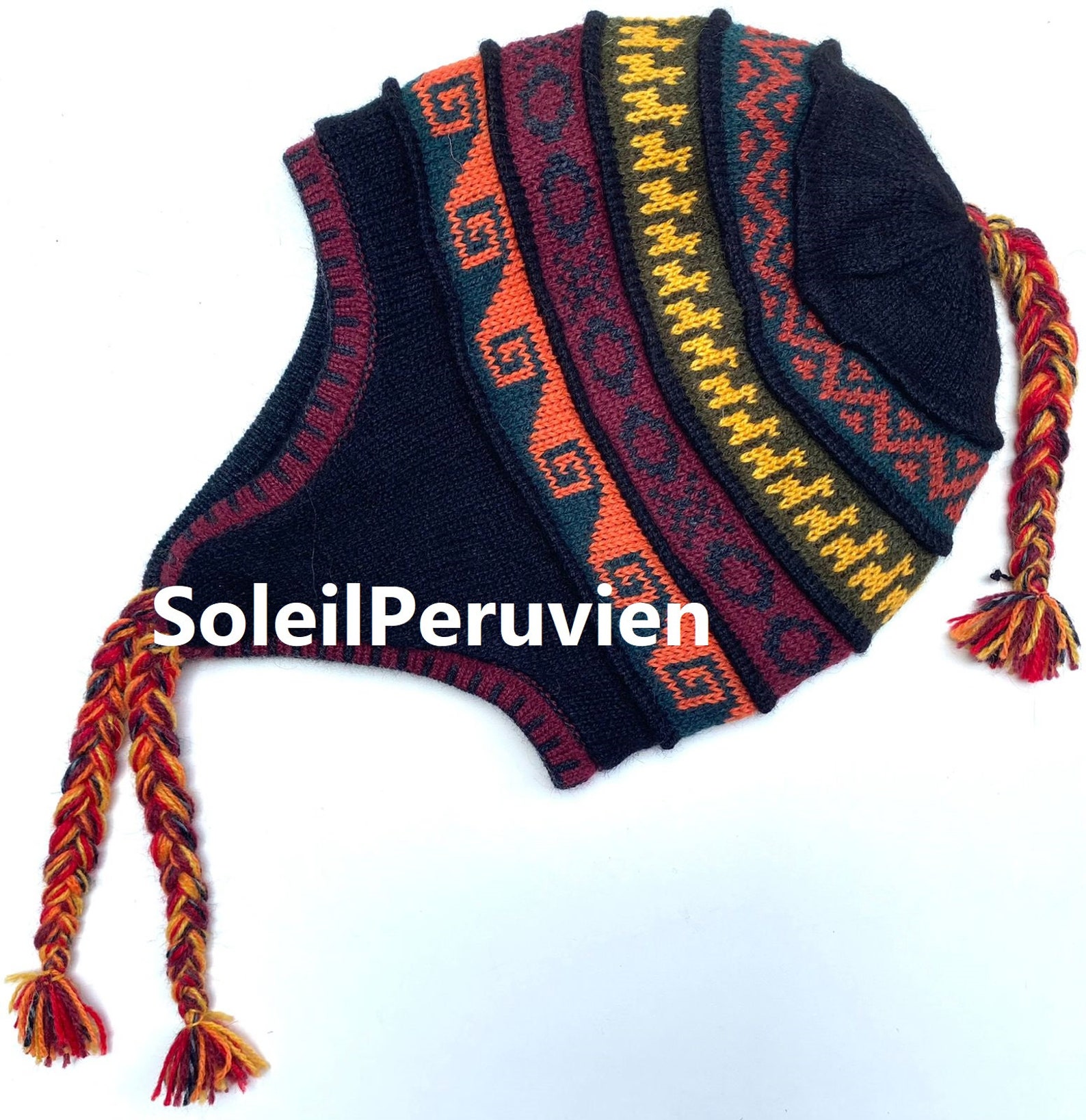 Unisex Peruvian Alpaca Hat Chullo With Earflaps 100% Lining, Soft ...
