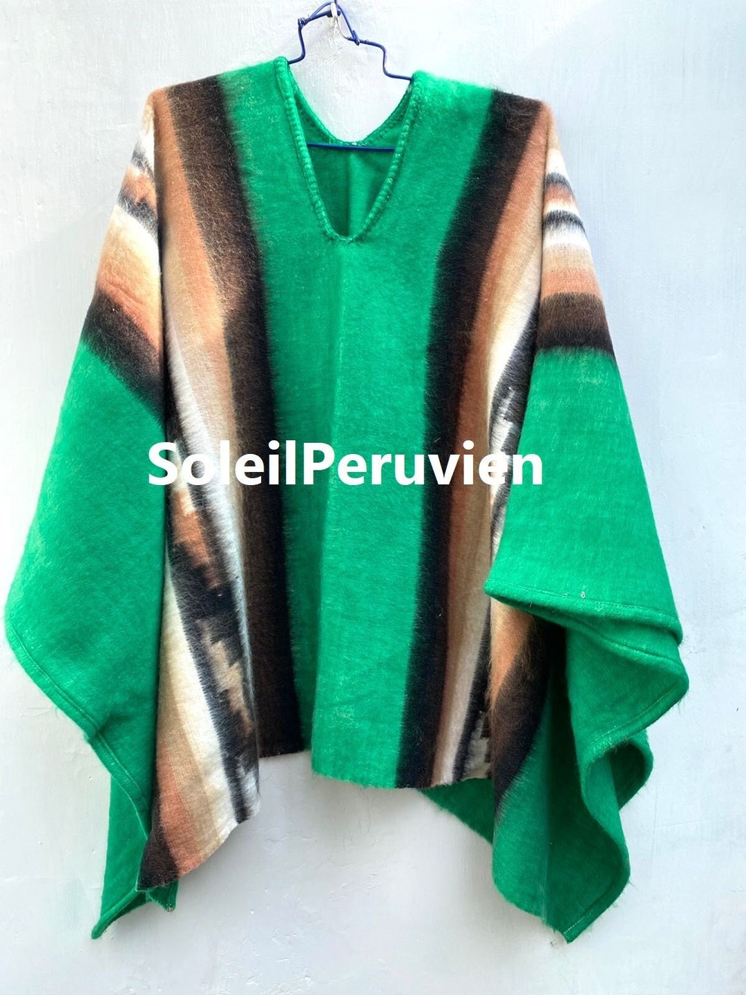 Green Alpaca Poncho for Men and Woman, Alpaca Poncho, Poncho Alpaca ...