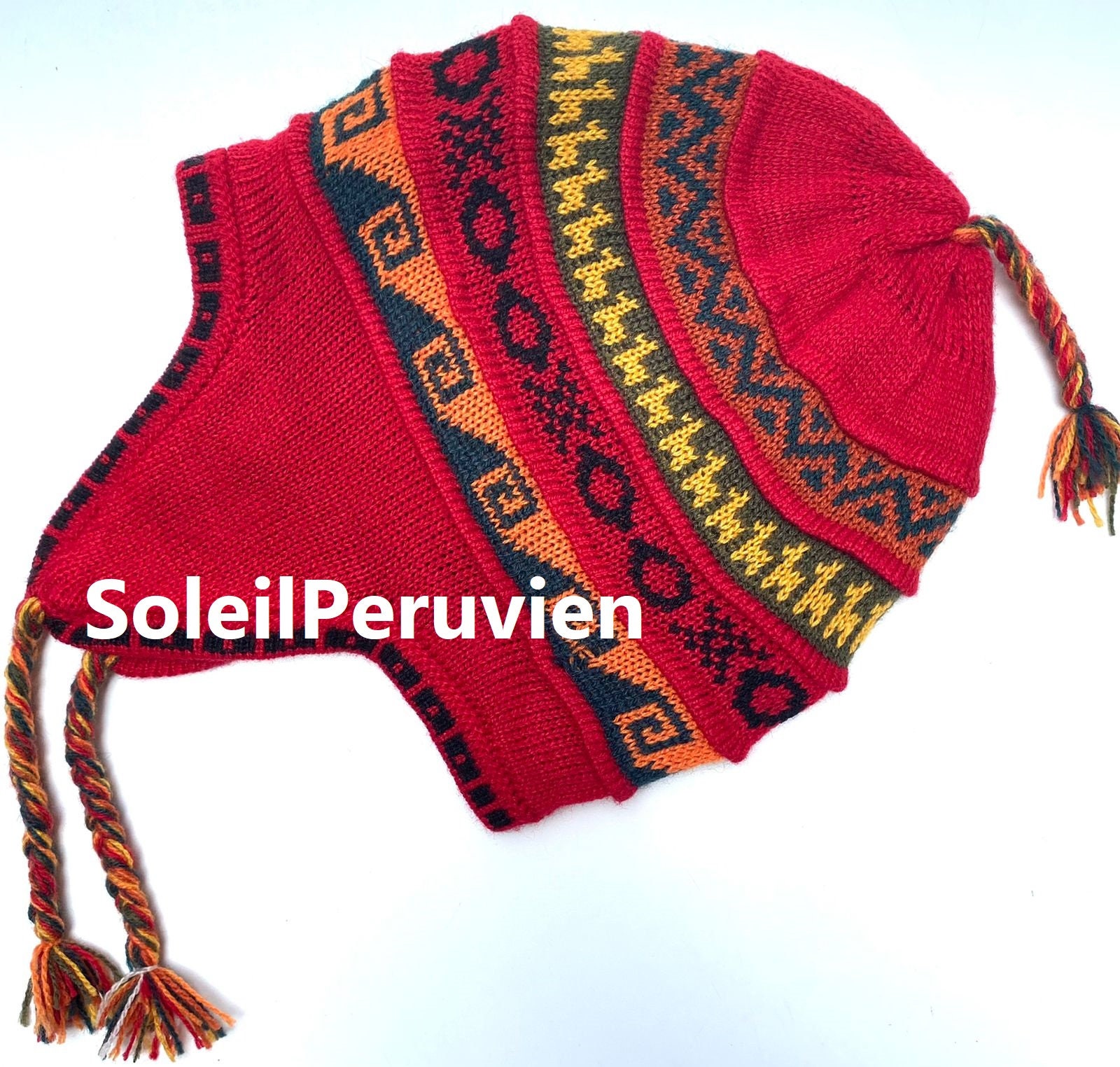 Unisex Peruvian Alpaca Hat Chullo With Earflaps 100% Lining, Soft ...