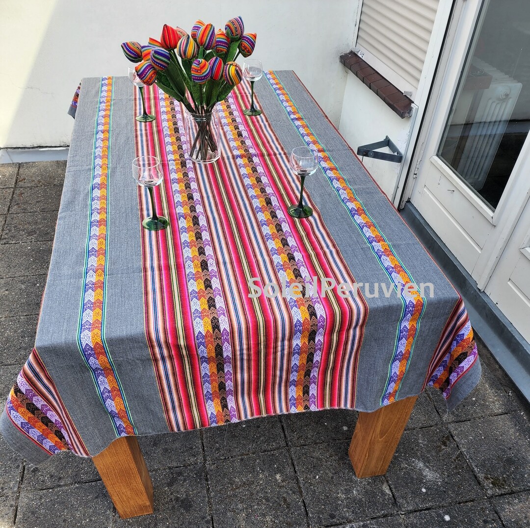 Original Gray Peruvian Fabric Tribal Ethnic Stripy Textile Blanket ...