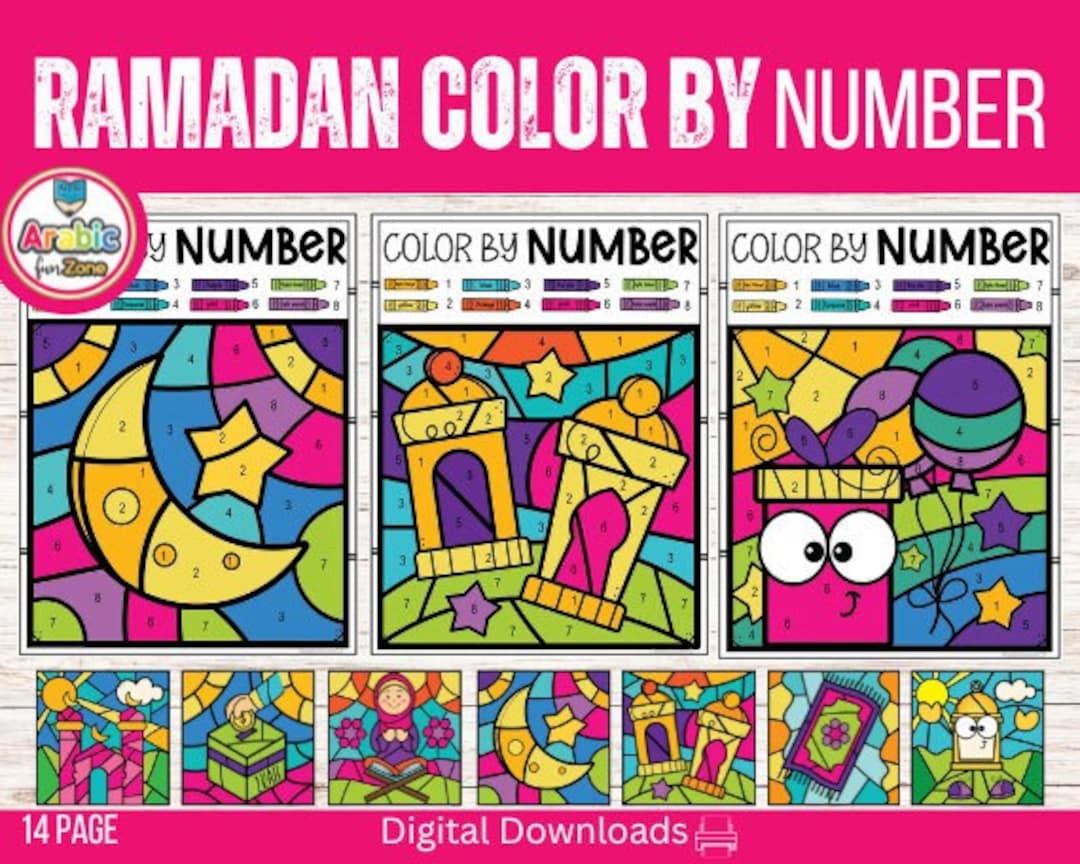 Ramadan Color by Number Worksheets, Ramadan Activities, Ramadan ...