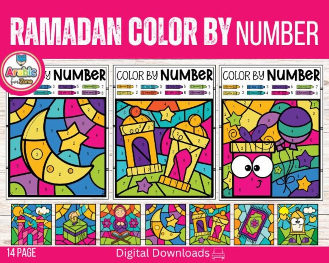 Ramadan Color by Number Worksheets, Ramadan Activities, Ramadan ...