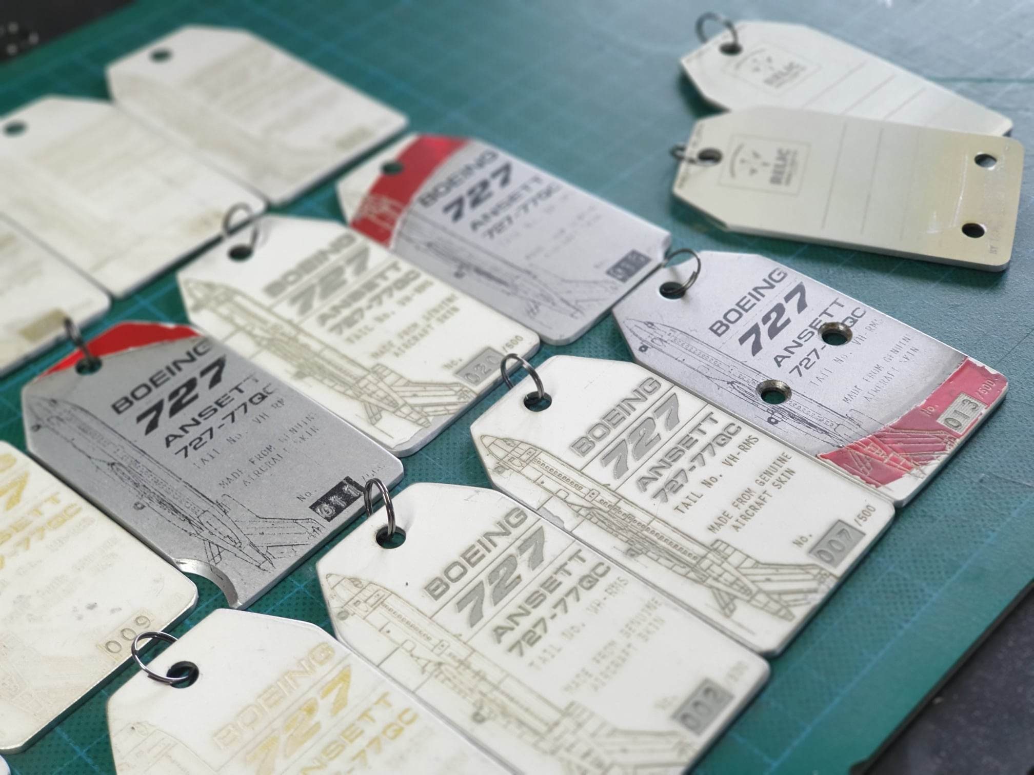 Aircraft Skin Keyring, Reclaimed Aircraft Skin Tag, Ansett Boeing 727 ...