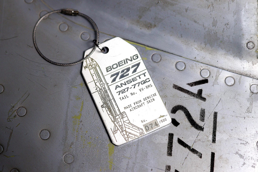 Aircraft Skin Keyring, Reclaimed Aircraft Skin Tag, Ansett Boeing 727 ...