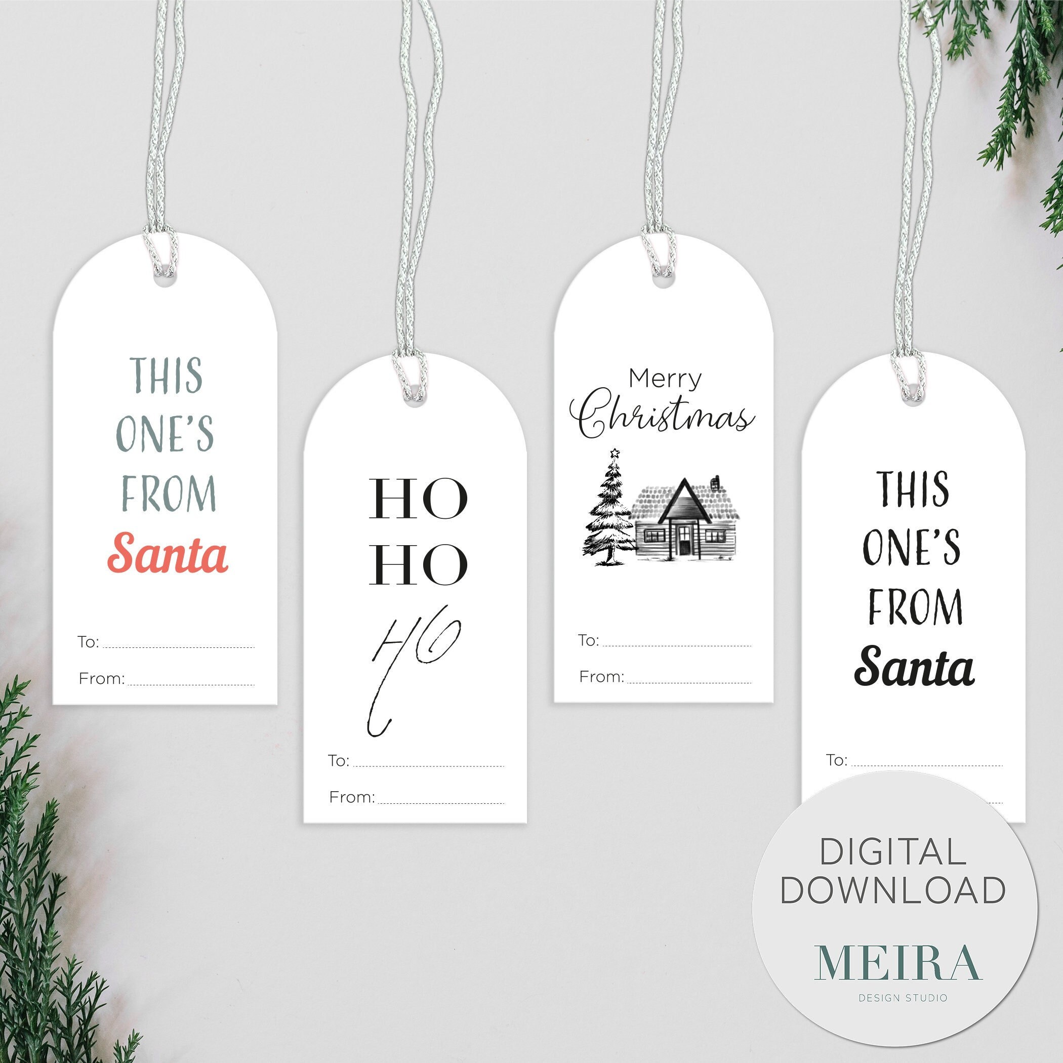 Printable Typography Christmas Gift Tags, Assorted Holiday Gift Tags ...