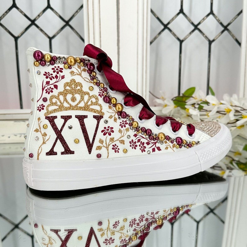 Custom Crystal High Top Sneakers: Personalized Quinceañera Sweet 15 ...