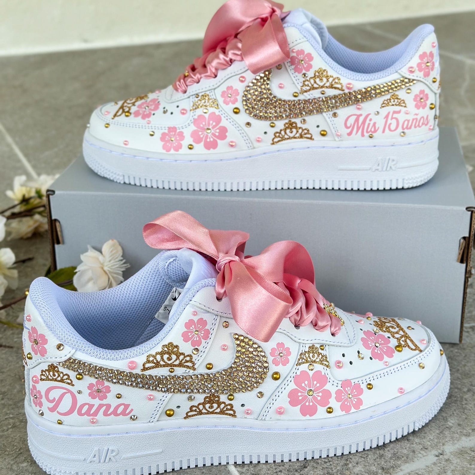 Custom Bling White Sneakers – Quinceañera Shoes Sweet 15 - Etsy