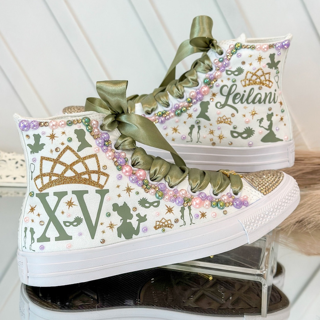 Princess and the Frog Converse: Custom Quinceañera Shoes - Etsy