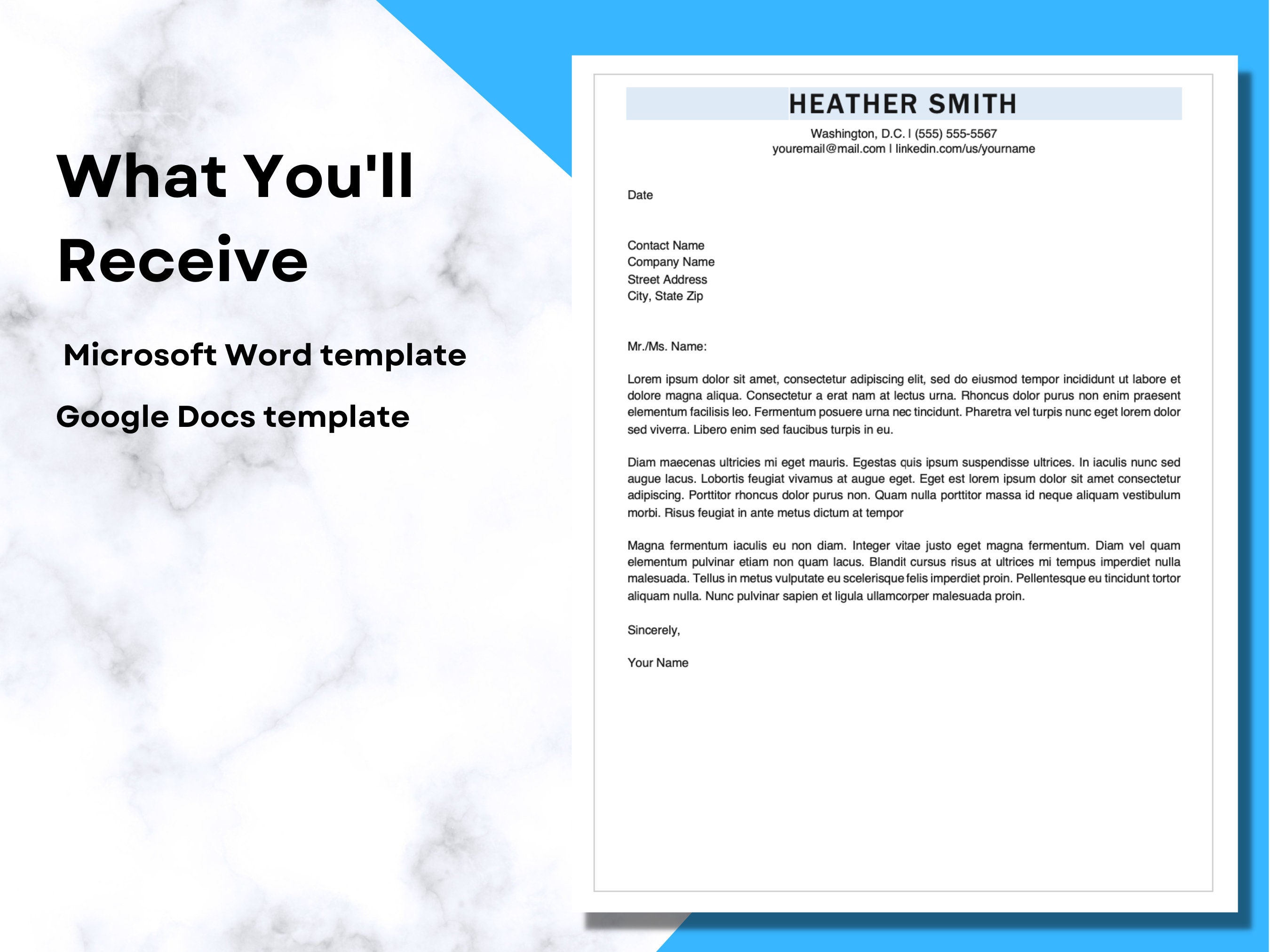 Business Letter Template for Word, Google Docs | Modern Cover Letter ...