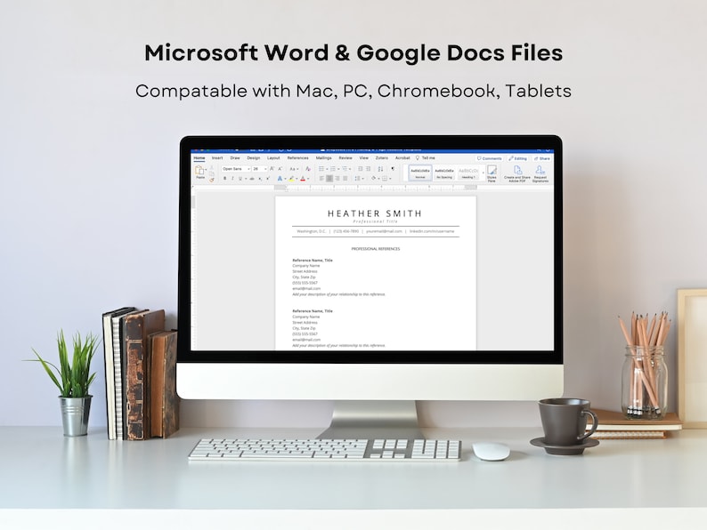 Resume References Template for Word, Google Docs | Professional ...